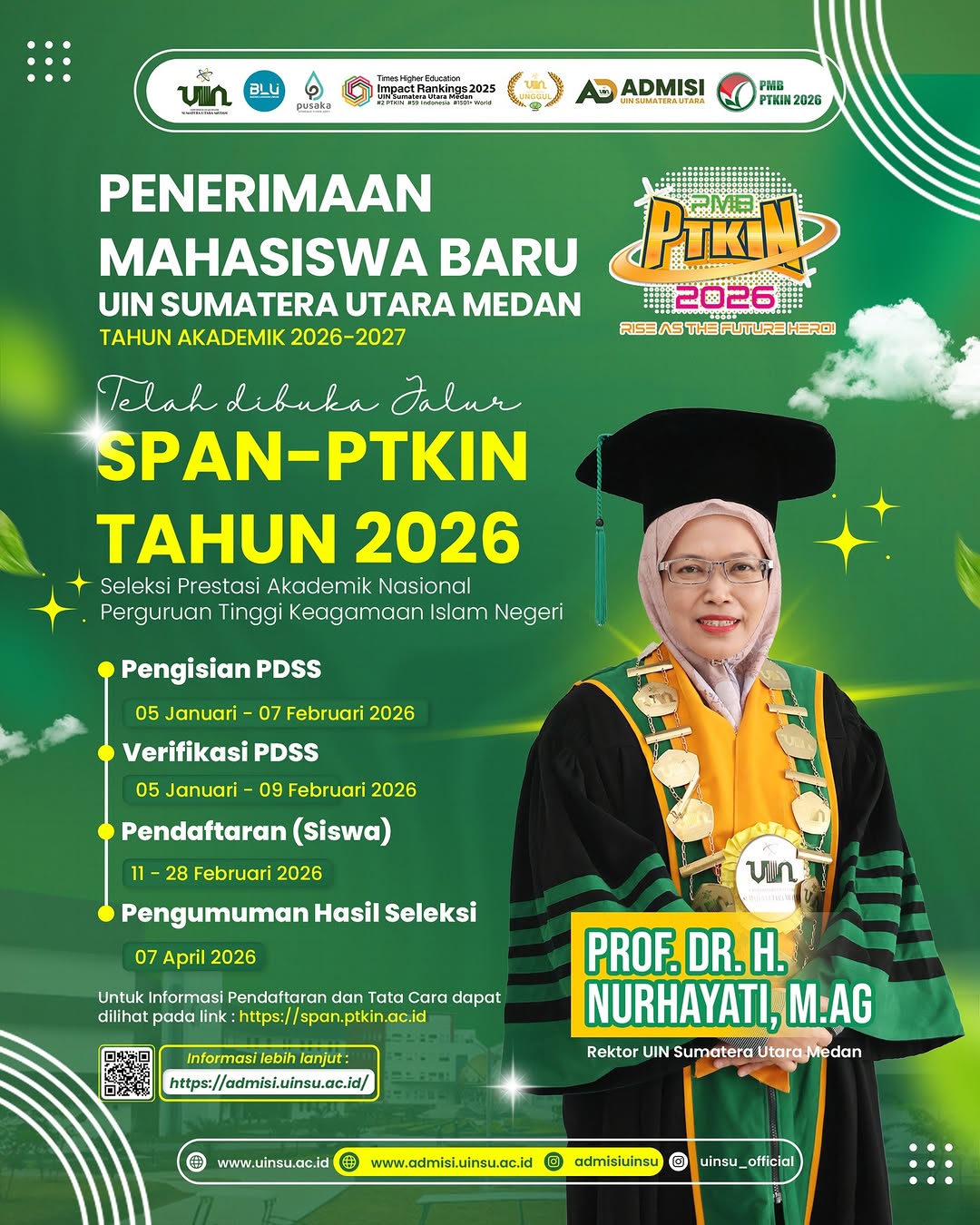 UINSU Medan Resmi Buka Pendaftaran Mahasiswa Baru Jalur SPAN-PTKIN 2026 ...